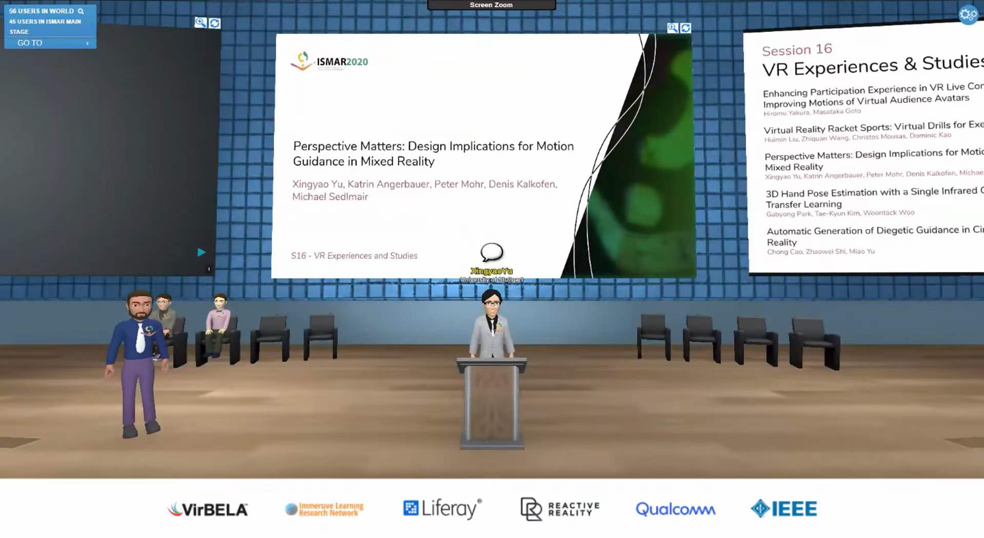 Oral Presentation on IEEE ISMAR 2020 virtually at VirBELA | Hugo Academic CV Theme